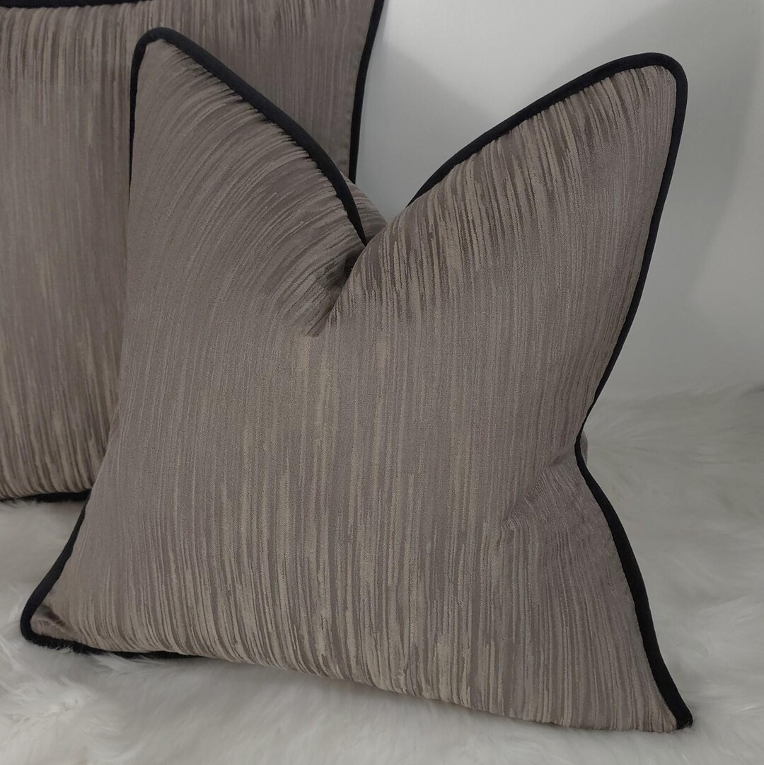 Black Piped Textured Mole Cushion Cover Modern Home Decor Textured ...