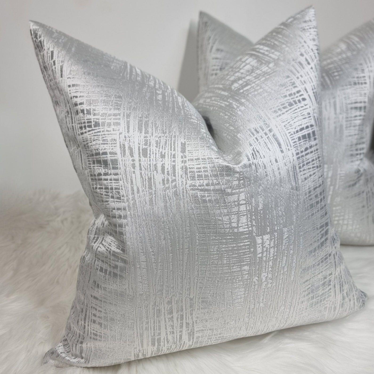 Gorgeous Silver Glint Cushion Cover Modern Home Decor Fabric Cushion ...