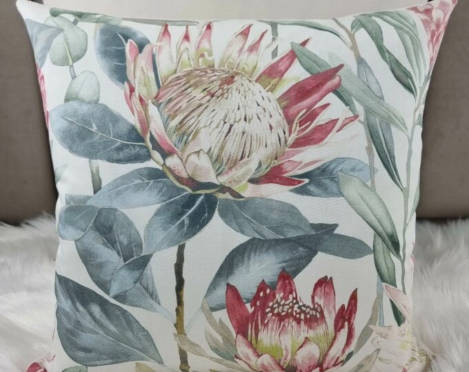 16"x16" Sanderson King Protea ORCHID/GREY Fabric Cushion Cover Handmade ...