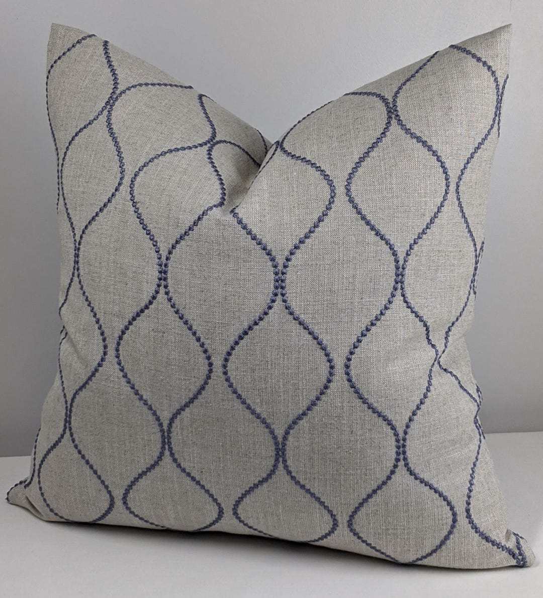 John Lewis & Partners Ellewood Knot Fabric Cushion Cover Denim Blue ...