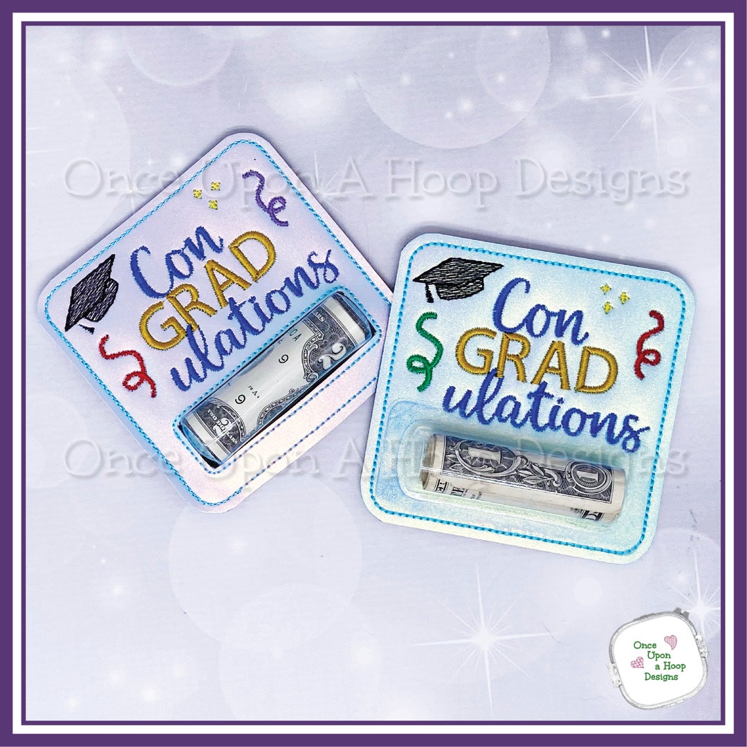 Con-grad-ulations Money Gift Holder ITH Digital Machine Embroidery ...