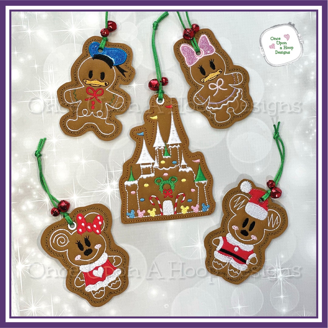 Gingerbread Ornaments Set of 5 ITH Digital Machine Embroidery Design ...
