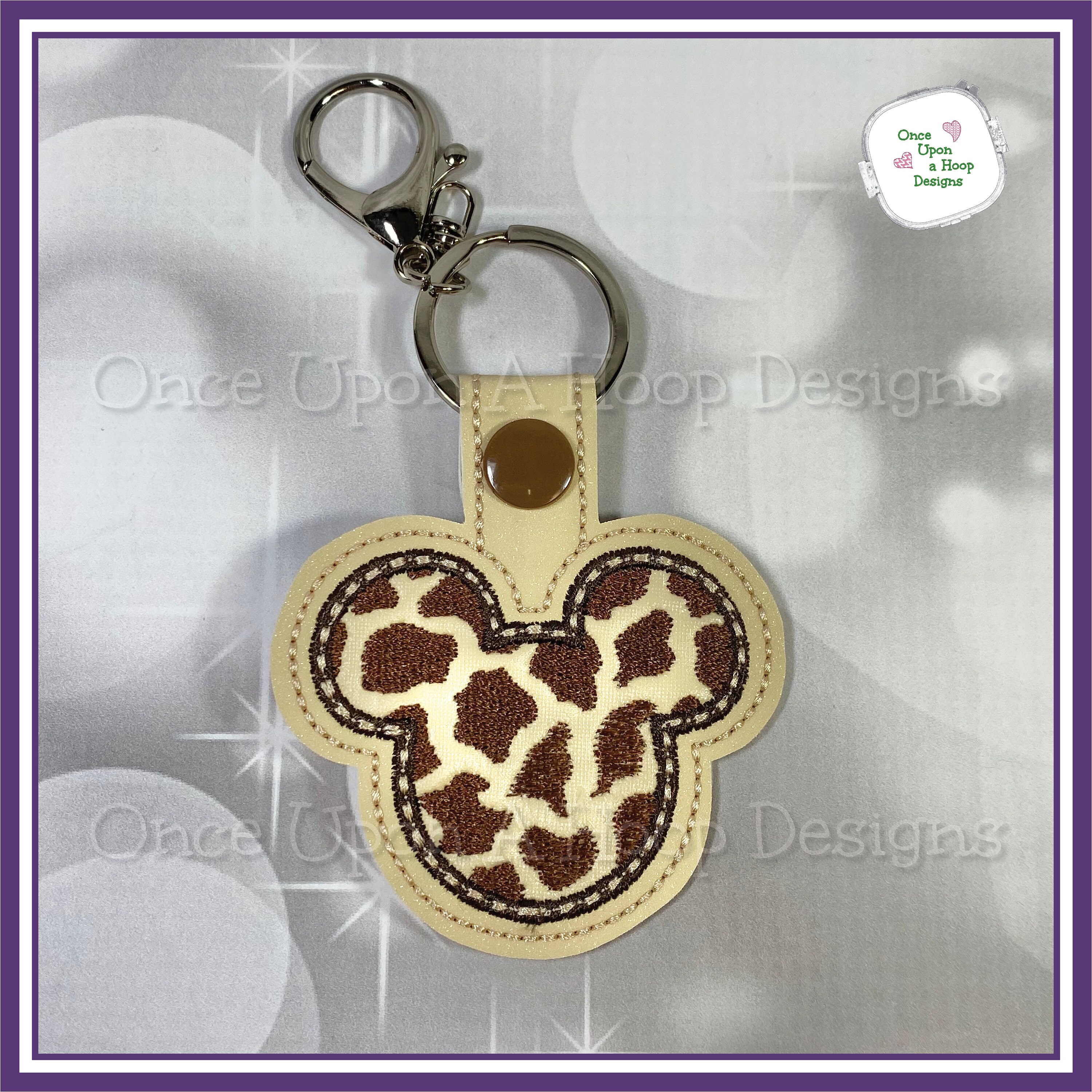 Mouse Head Giraffe Spots Key Ring Set ITH Digital Machine Embroidery ...