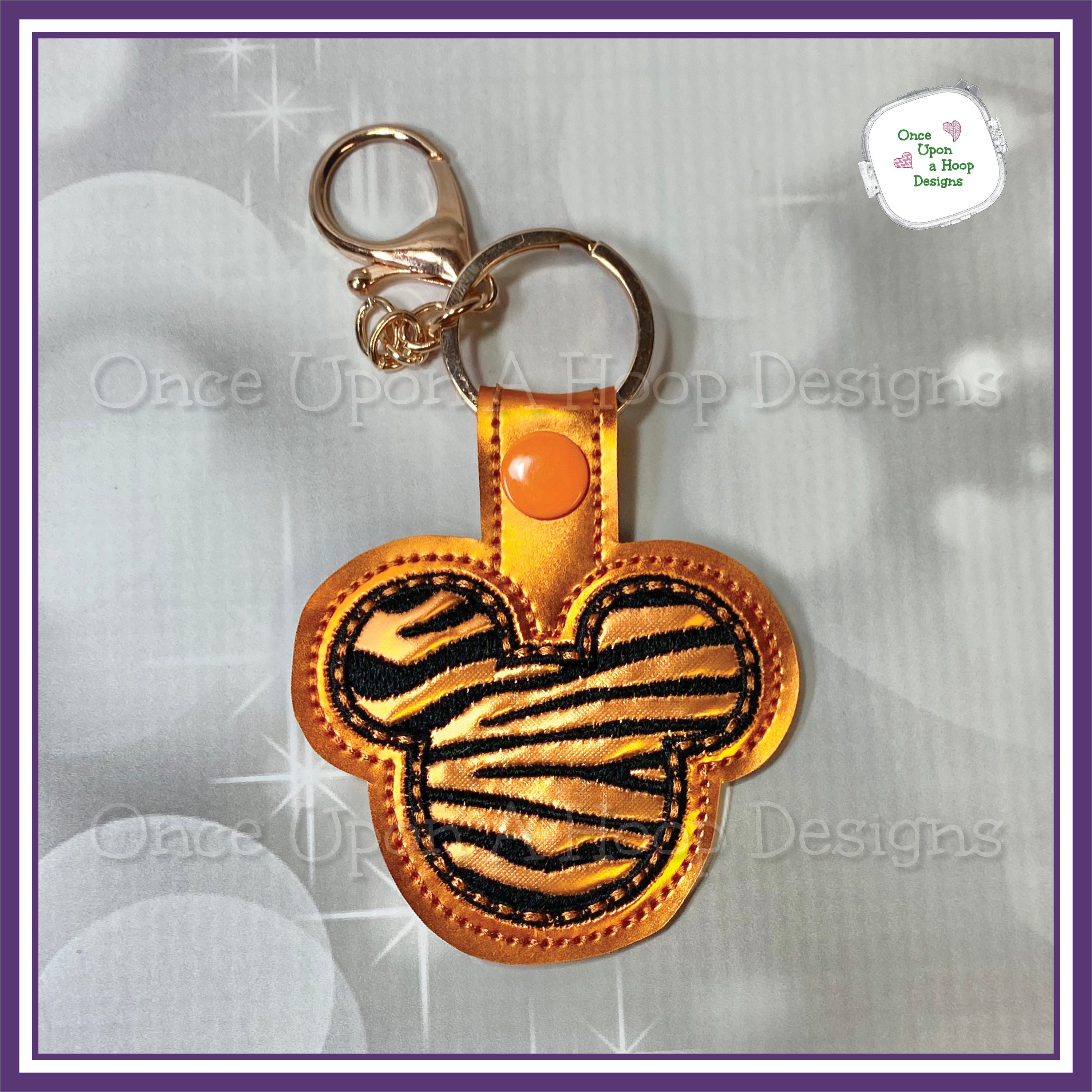 Mouse Head Tiger Stripe Key Ring Set ITH Digital Machine Embroidery ...