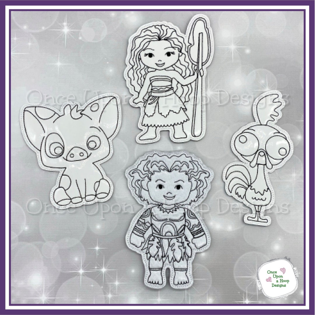 Polynesian Princess Flat Coloring Doll Set - ITH Digital Machine ...