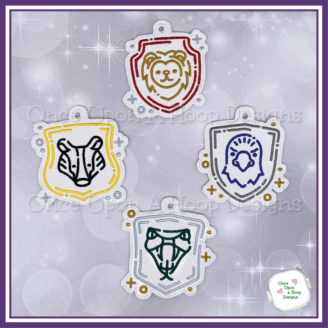 Wizard School Sketchy House Crests Ornament SET ITH Digital Machine ...