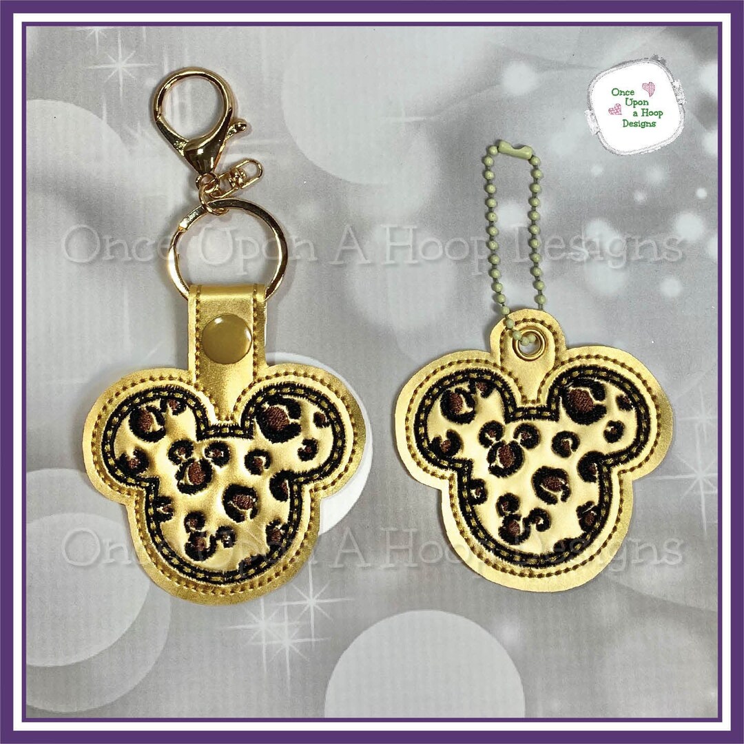 Mouse Head Leopard Spots Key Ring Set ITH Digital Machine Embroidery ...