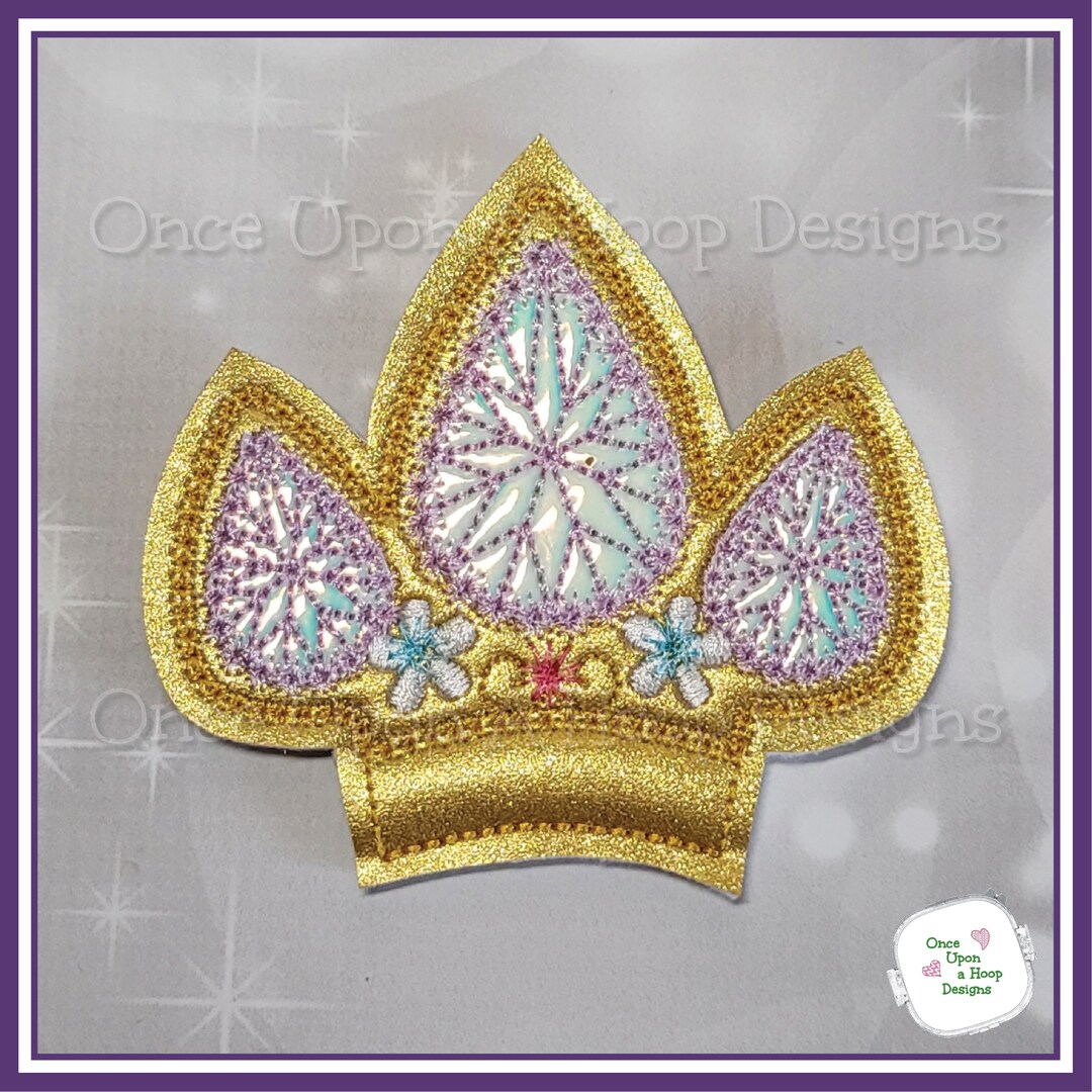 Long Hair Princess Tiara-crown Center Add-on ITH Digital Machine ...