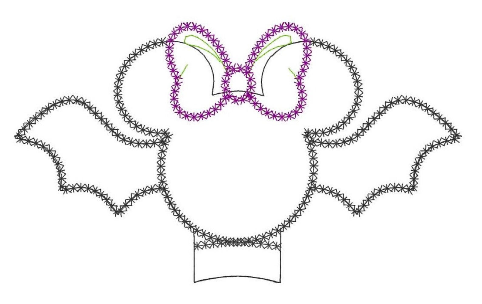 Ms Mouse Head Bat Add-on Center ITH Digital Machine Embroidery - Etsy