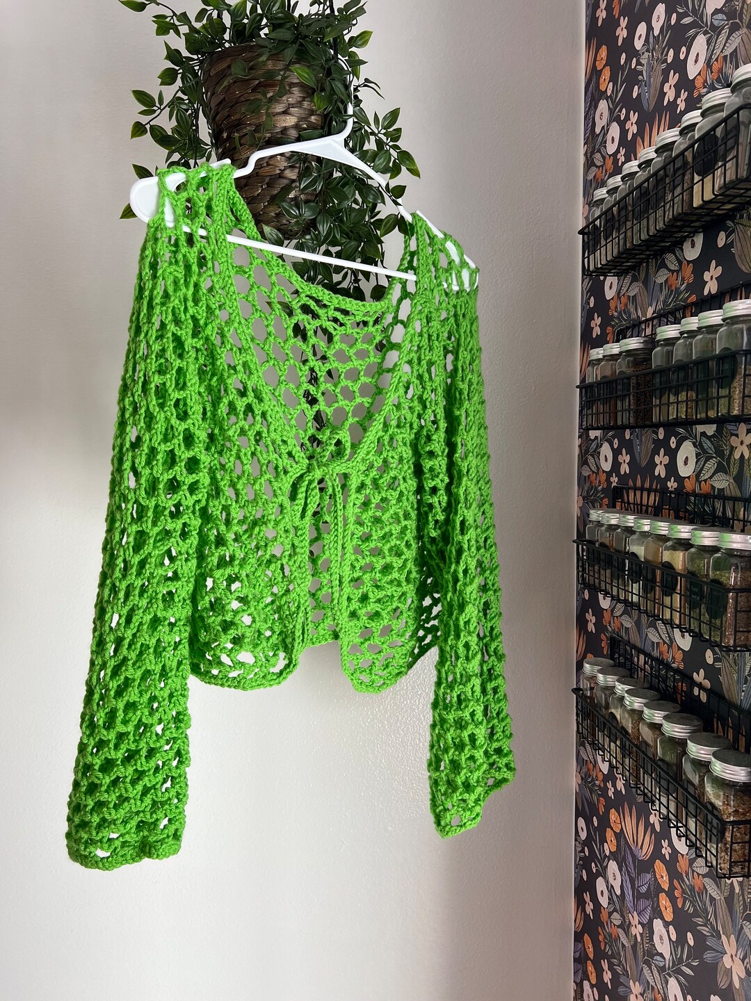 Neon Green Mesh Cardigan - Etsy