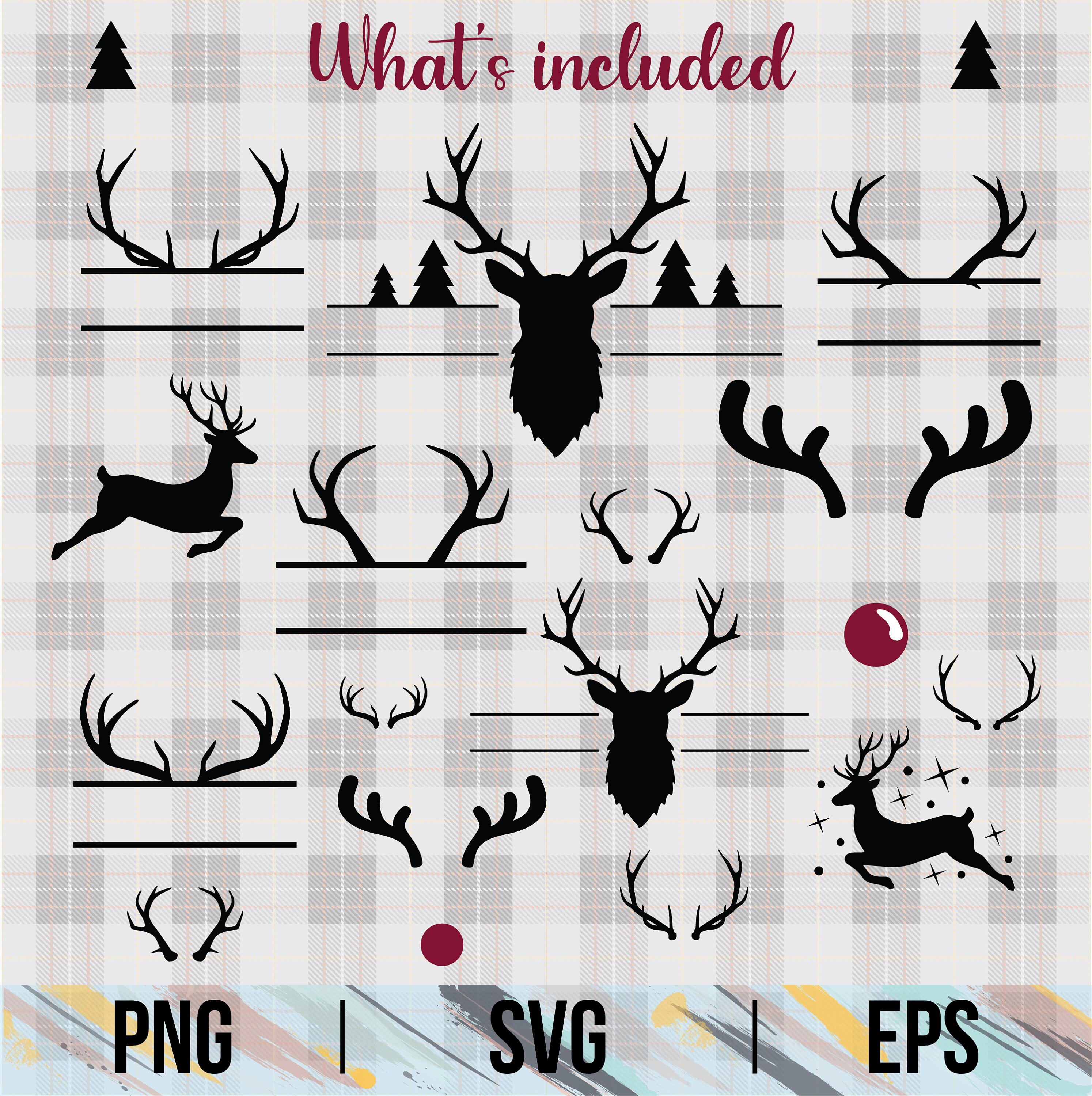 Christmas Deer Svg Bundle | Deer Antlers Svg | Monograms Svg | Cut File ...