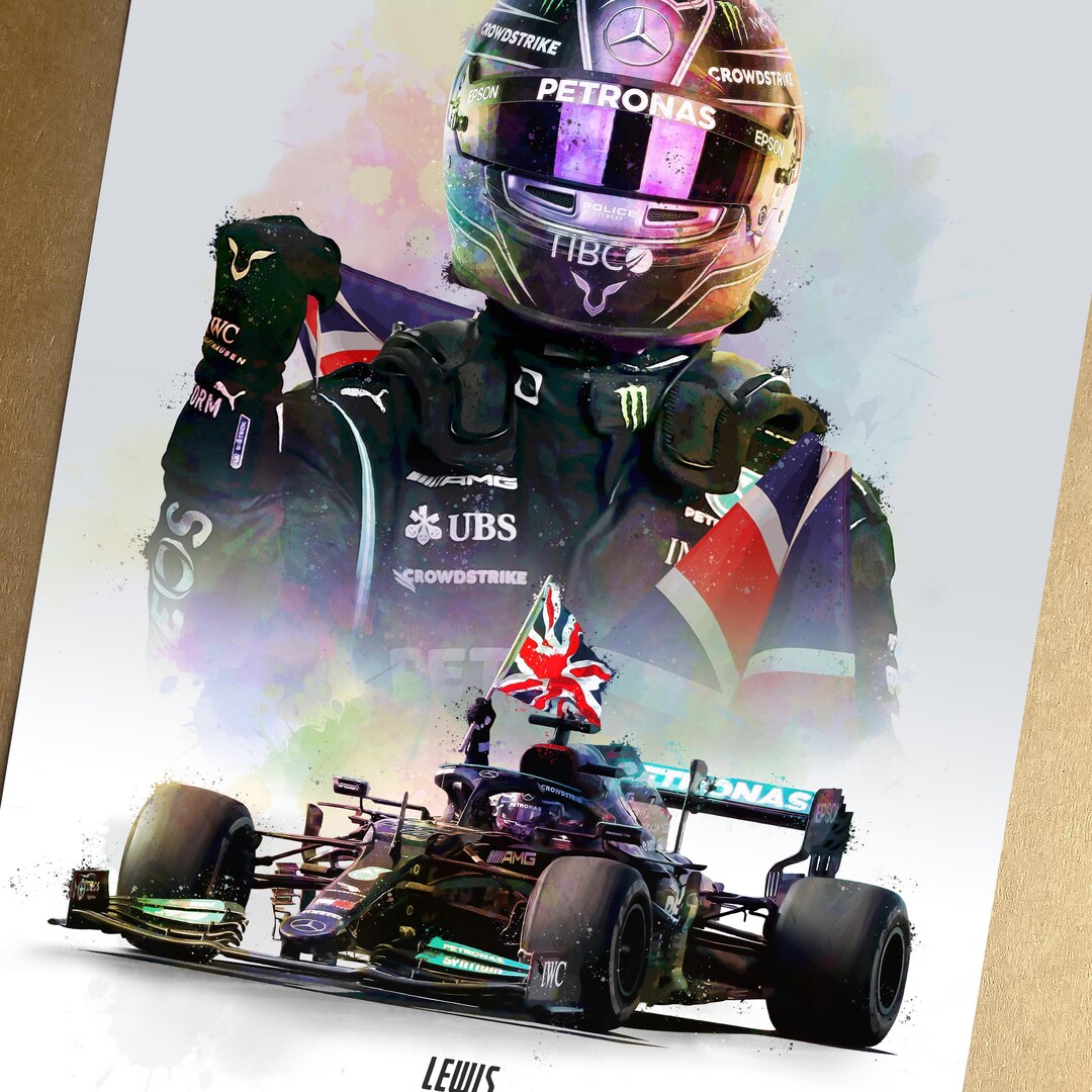 Lewis Hamilton Poster Mercedes Car Print, Lewis Hamilton Wall Art Gift ...