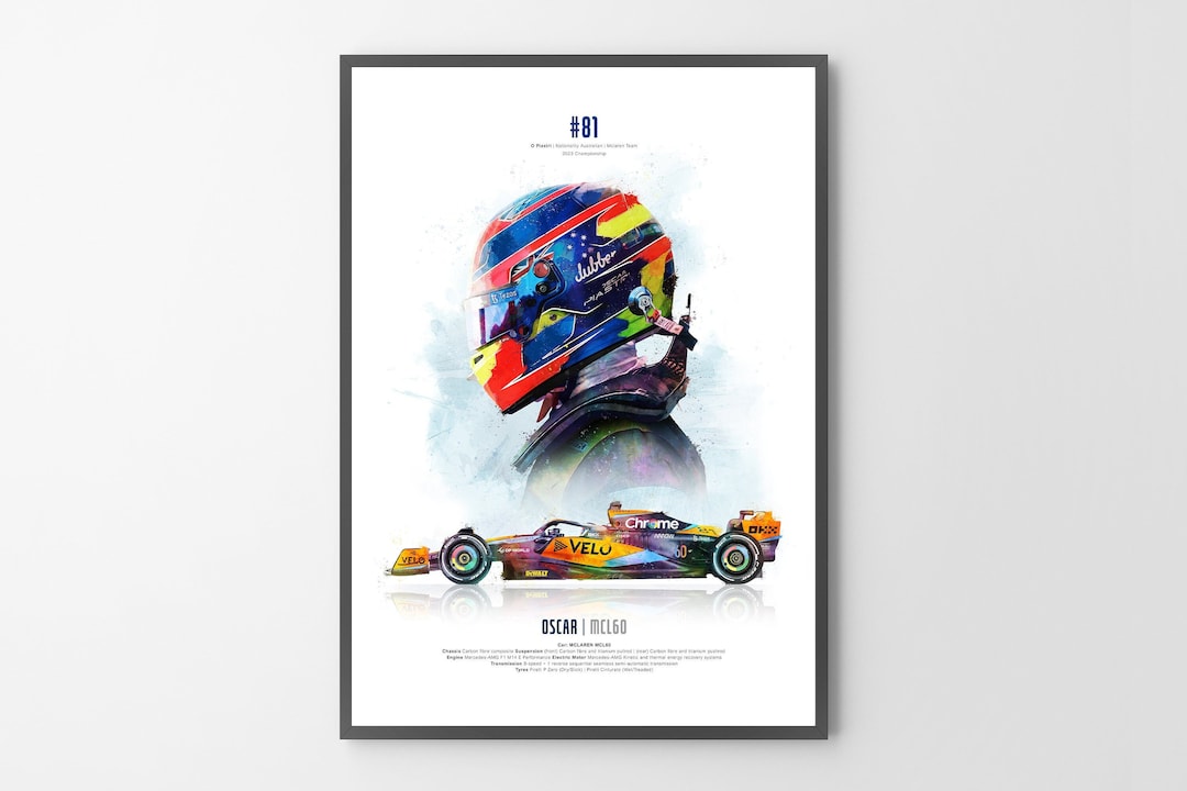 Oscar Piastri F1 Poster Print Wall Art Illustration unframed 2023 ...
