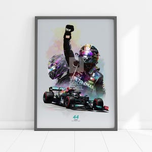 Lewis Hamilton Poster, F1 Gift, Formula 1 Mercedes Car Wall Art Print ...