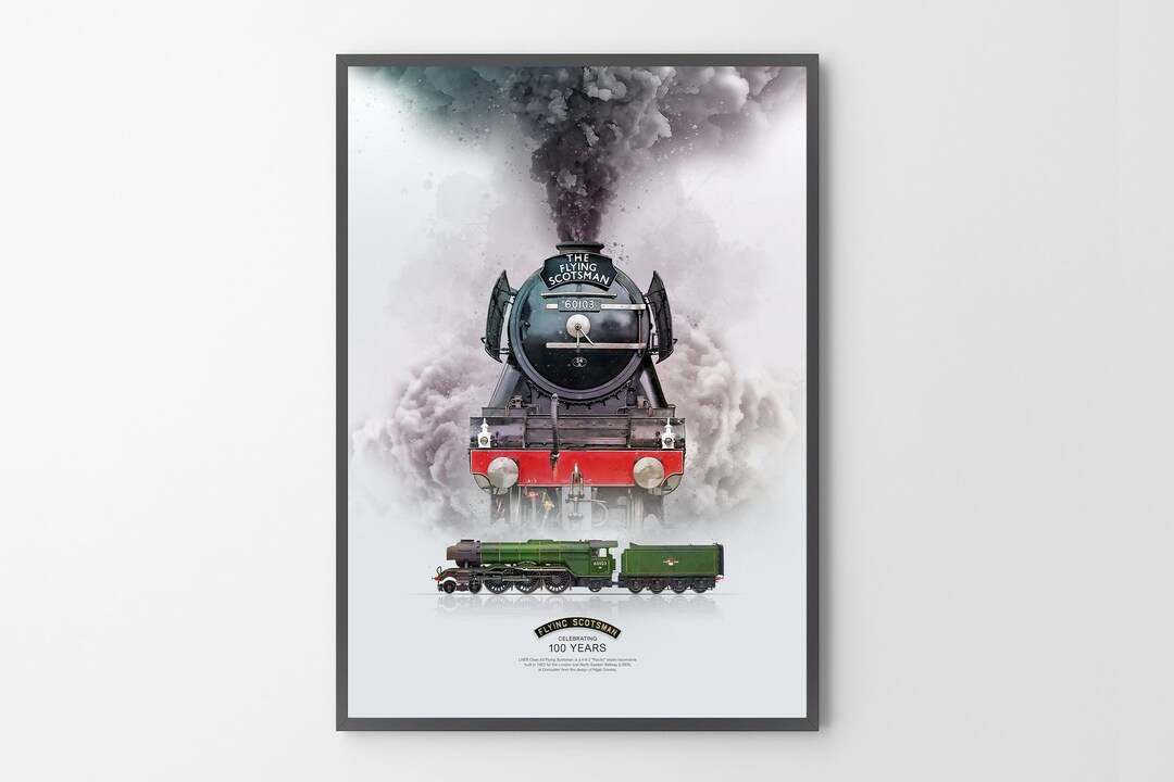Flying Scotsman Train Poster Print Wall Art Illustration unframed ...