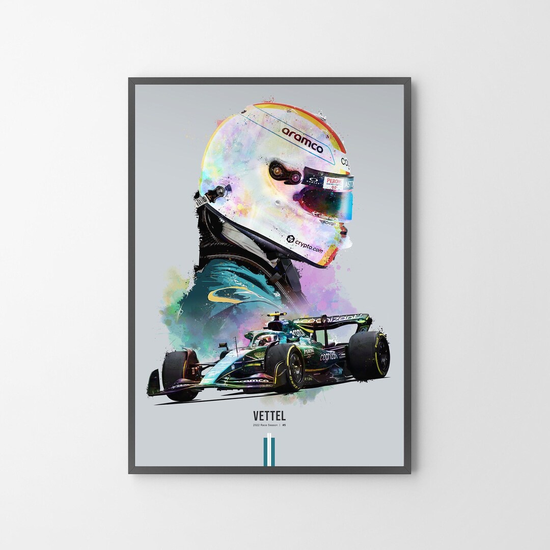 Sebastian Vettel F1 2022 Car & Helmet Poster Print Illustration ...
