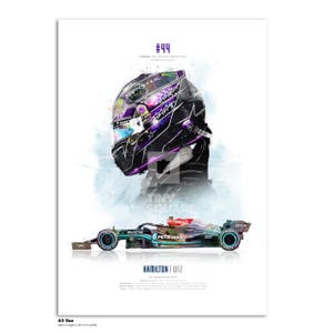 Lewis Hamilton Poster, F1 Gift, Mercedes Formula 1 Car Wall Art Print ...