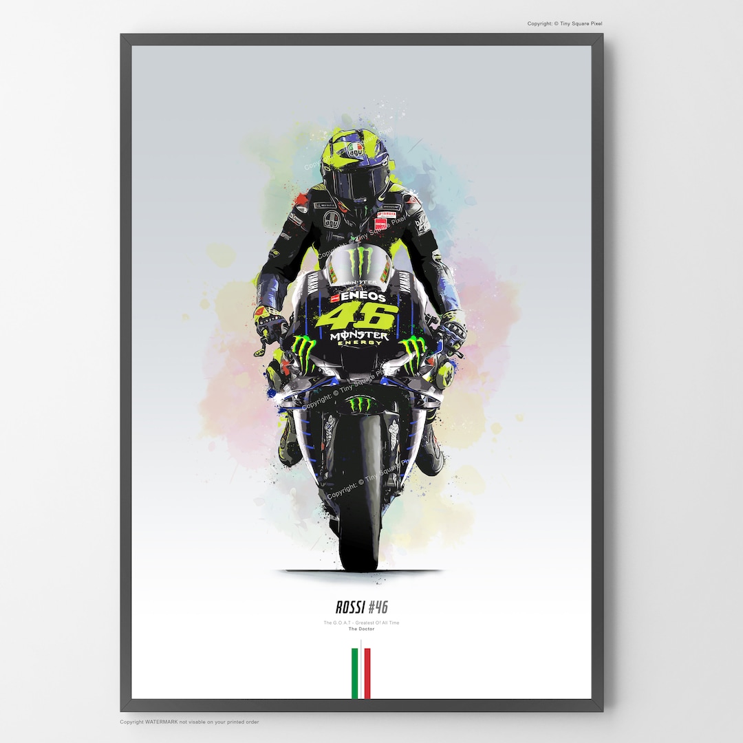 Valentino Rossi Motogp Poster, Motogp Print, Motogp Wall Art, Handmade ...