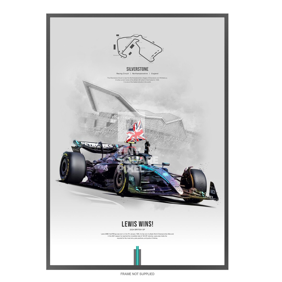 Lewis Hamilton F1 Poster, Lewis Hamilton F1 Print Wins 2024 British GP ...