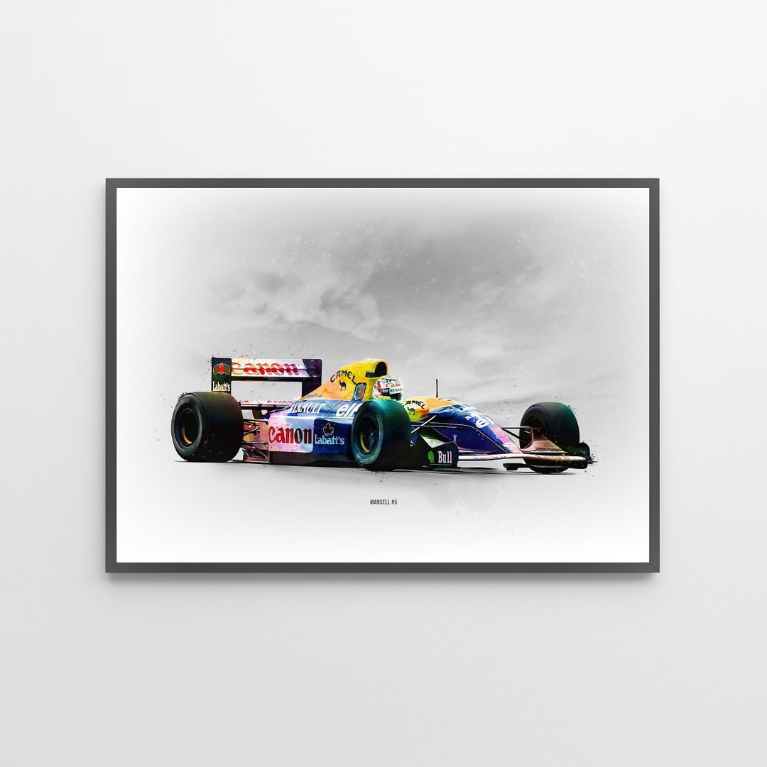 Nigel Mansell Williams F1 Car Poster Print Art Gift Illustration ...