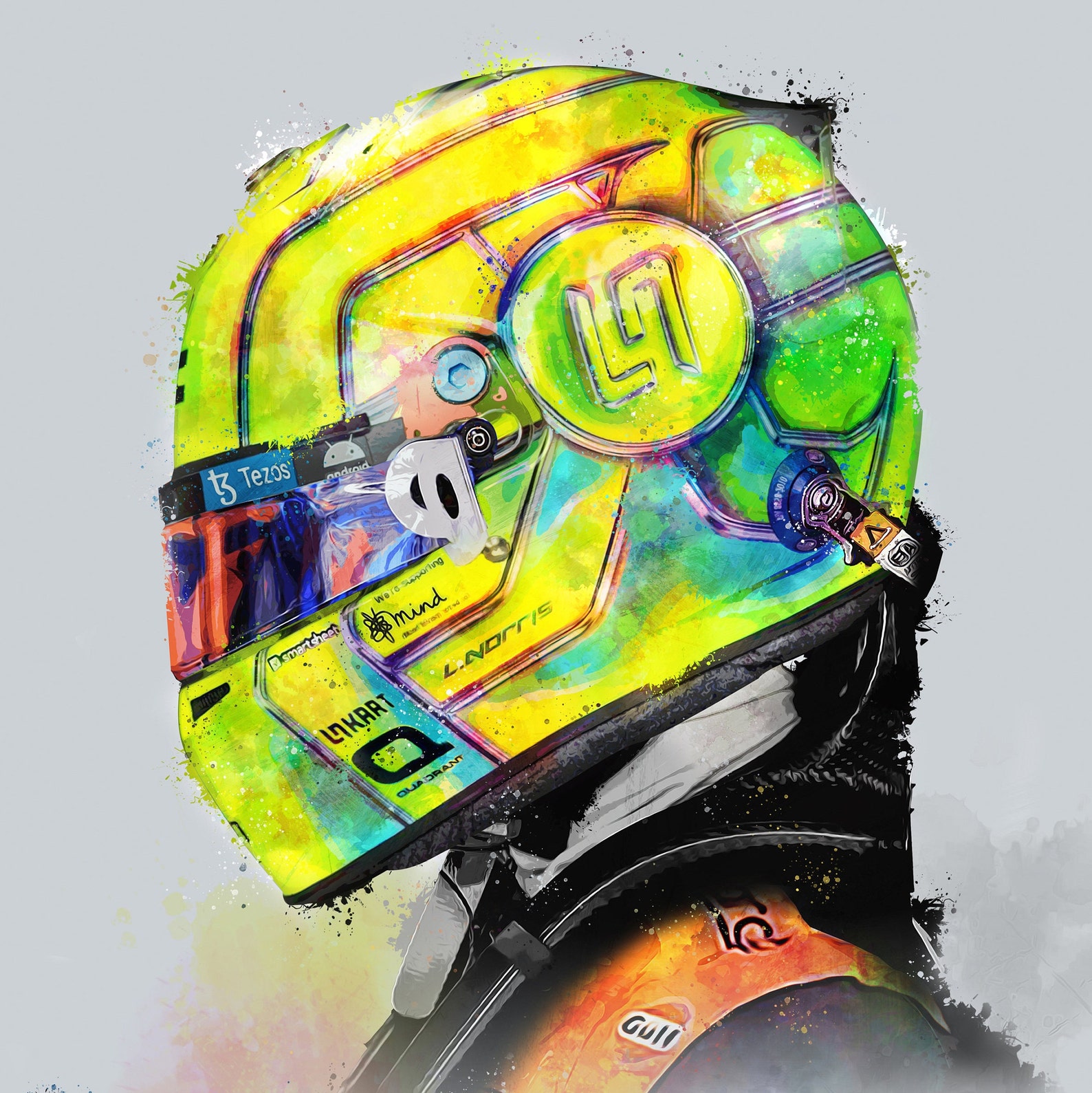 Lando Norris 2022 British GP Silverstone Neon Helmet & Car - Etsy UK