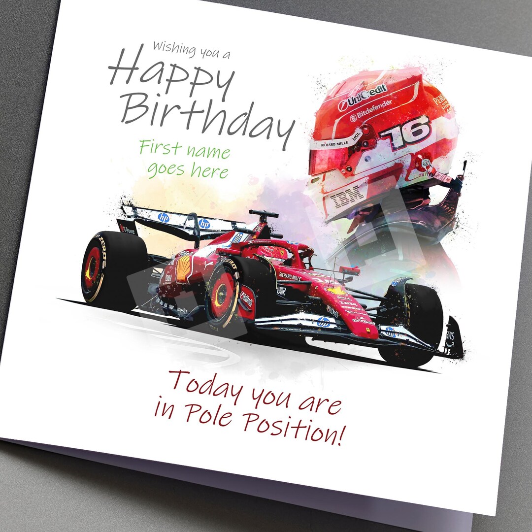 Personalised Charles Leclerc Birthday Card 2025 Ferrari Car Greeting ...