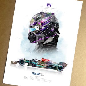Lewis Hamilton Poster, F1 Gift, Mercedes Formula 1 Car Wall Art Print ...
