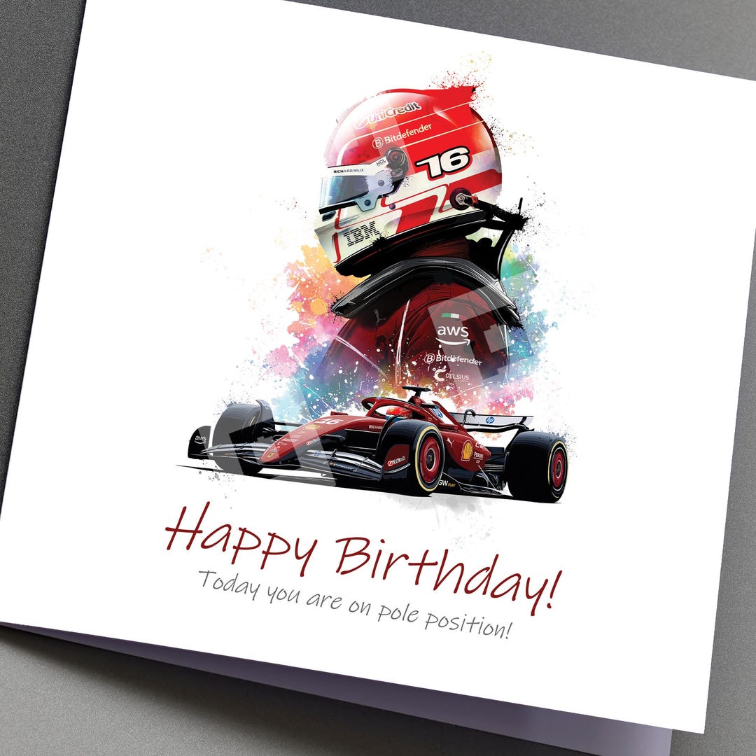 Charles Leclerc Birthday Card Personalised Birthday Card Ferrari Car ...