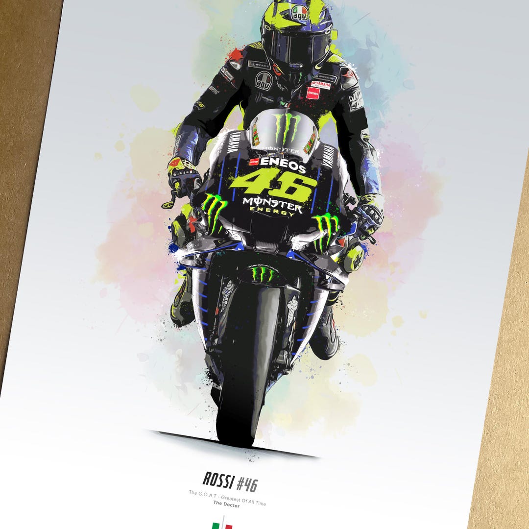 Valentino Rossi Yamaha Poster Motogp Bike Gift Valentino Rossi Wall Art ...
