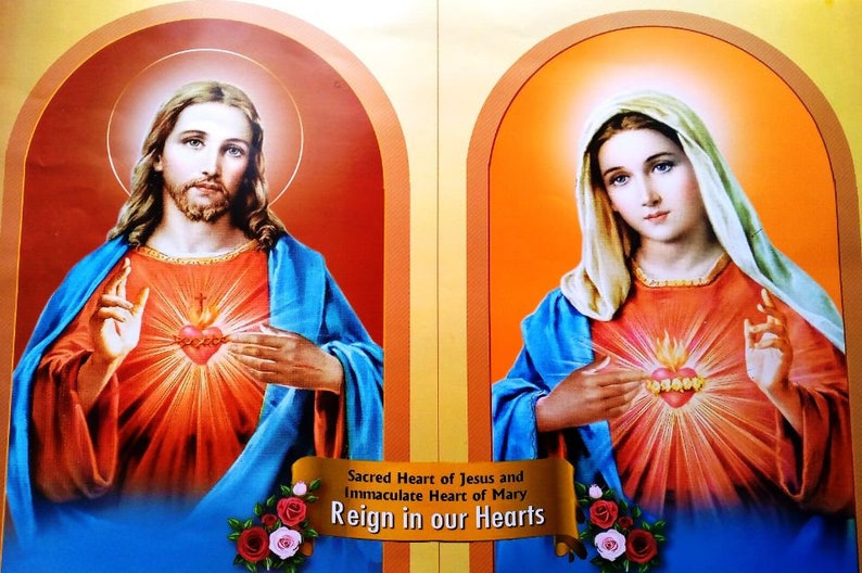 Sacred Heart of Jesus and Immaculate Heart of Mary - Etsy
