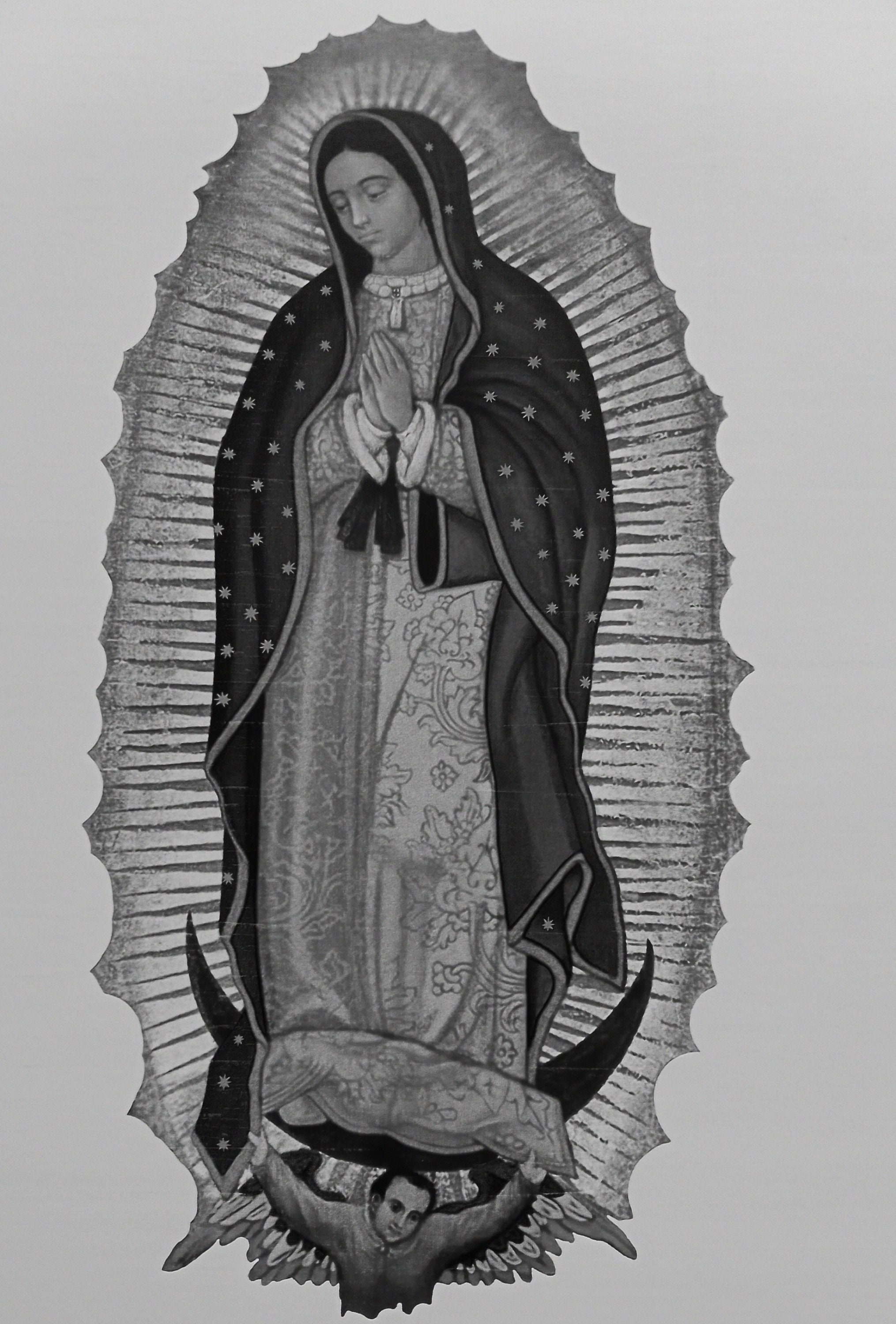 Our Lady of Guadalupe Black and White Print - Etsy