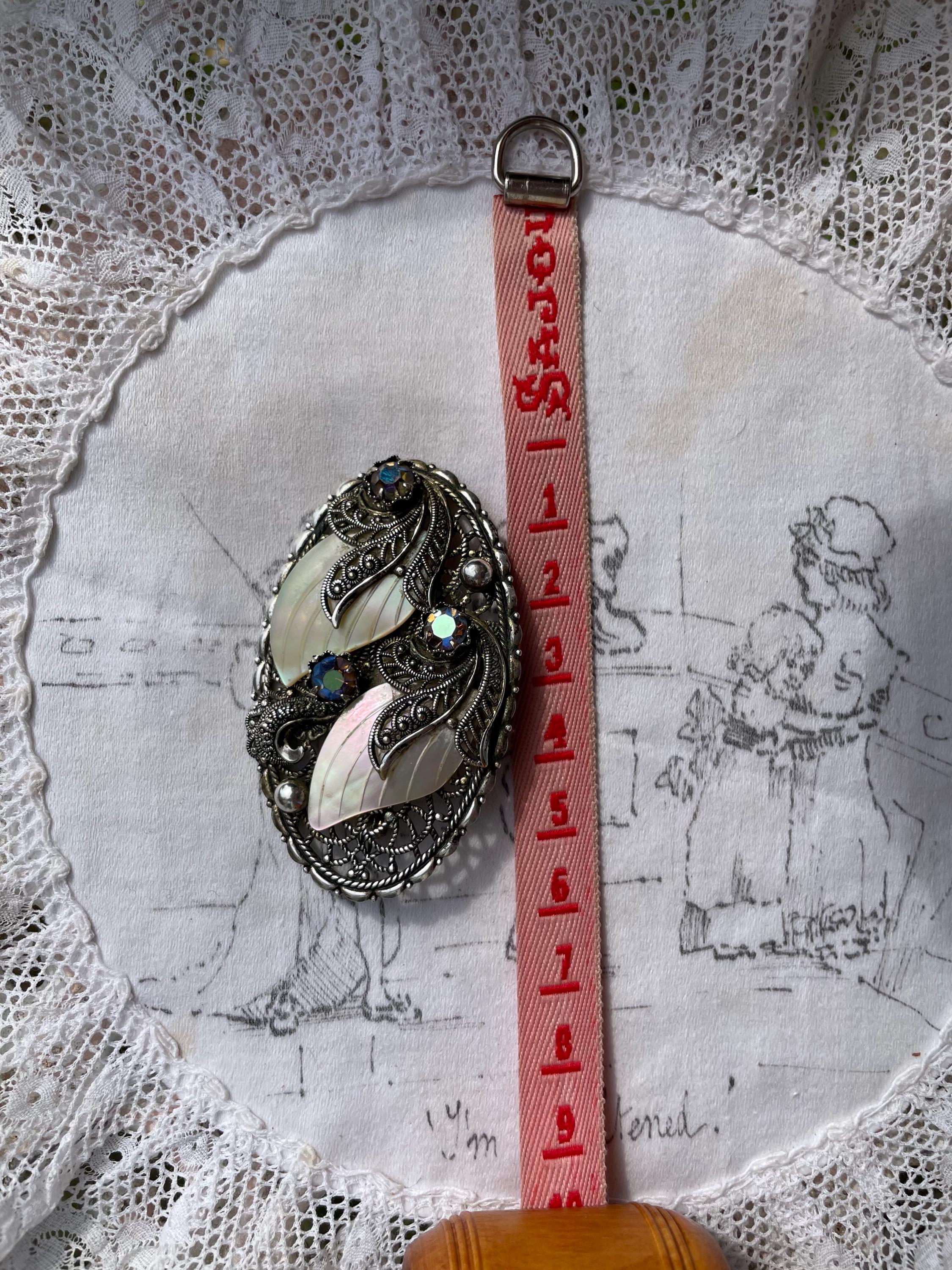 Vintage 1950’s Filigree With Mother of Pearl and Aurora Borealis AB ...