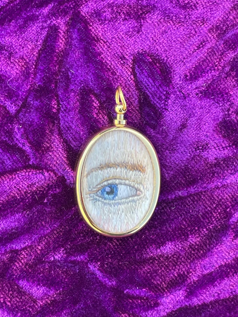 Hand Embroidered Personalised Commission Lover’s Eye Portrait Vintage ...