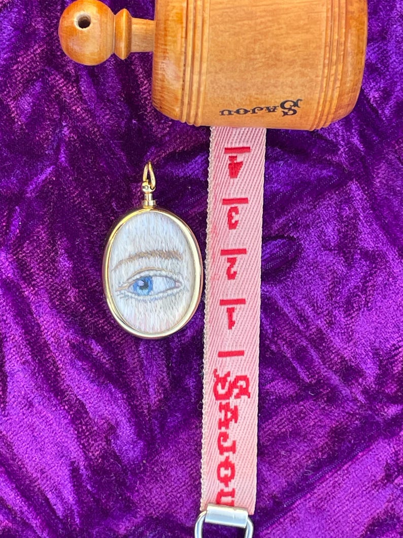 Hand Embroidered Lover's Eye Portrait Pendant: Georgian Style ...