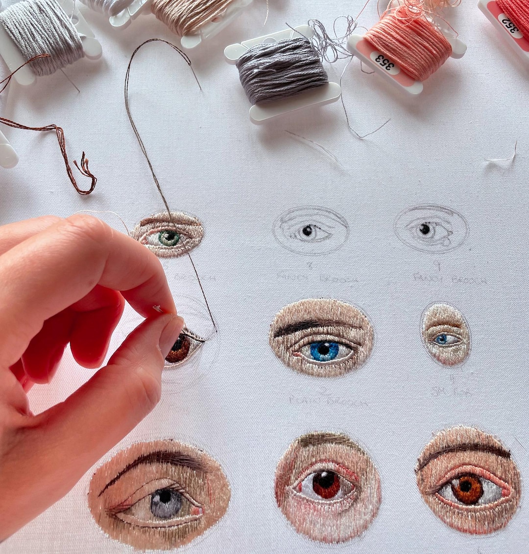 Hand Embroidered Personalised Commission Lover’s Eye Portrait Vintage ...
