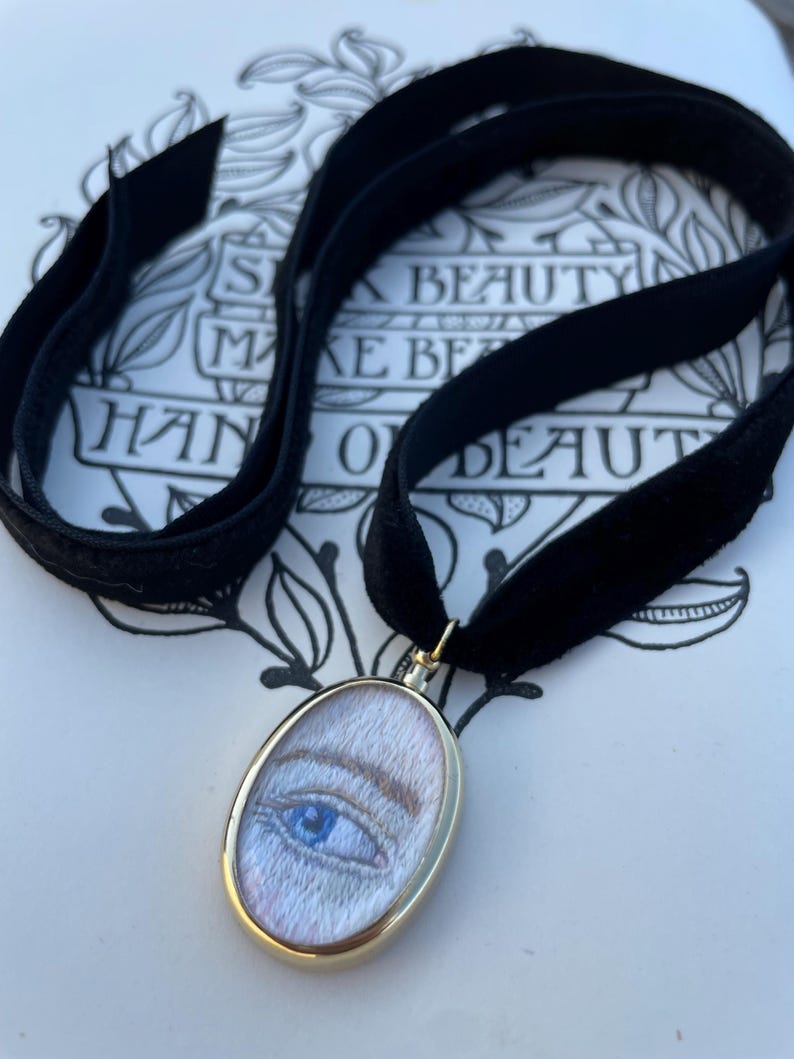 Hand Embroidered Lover's Eye Portrait Pendant: Georgian Style ...