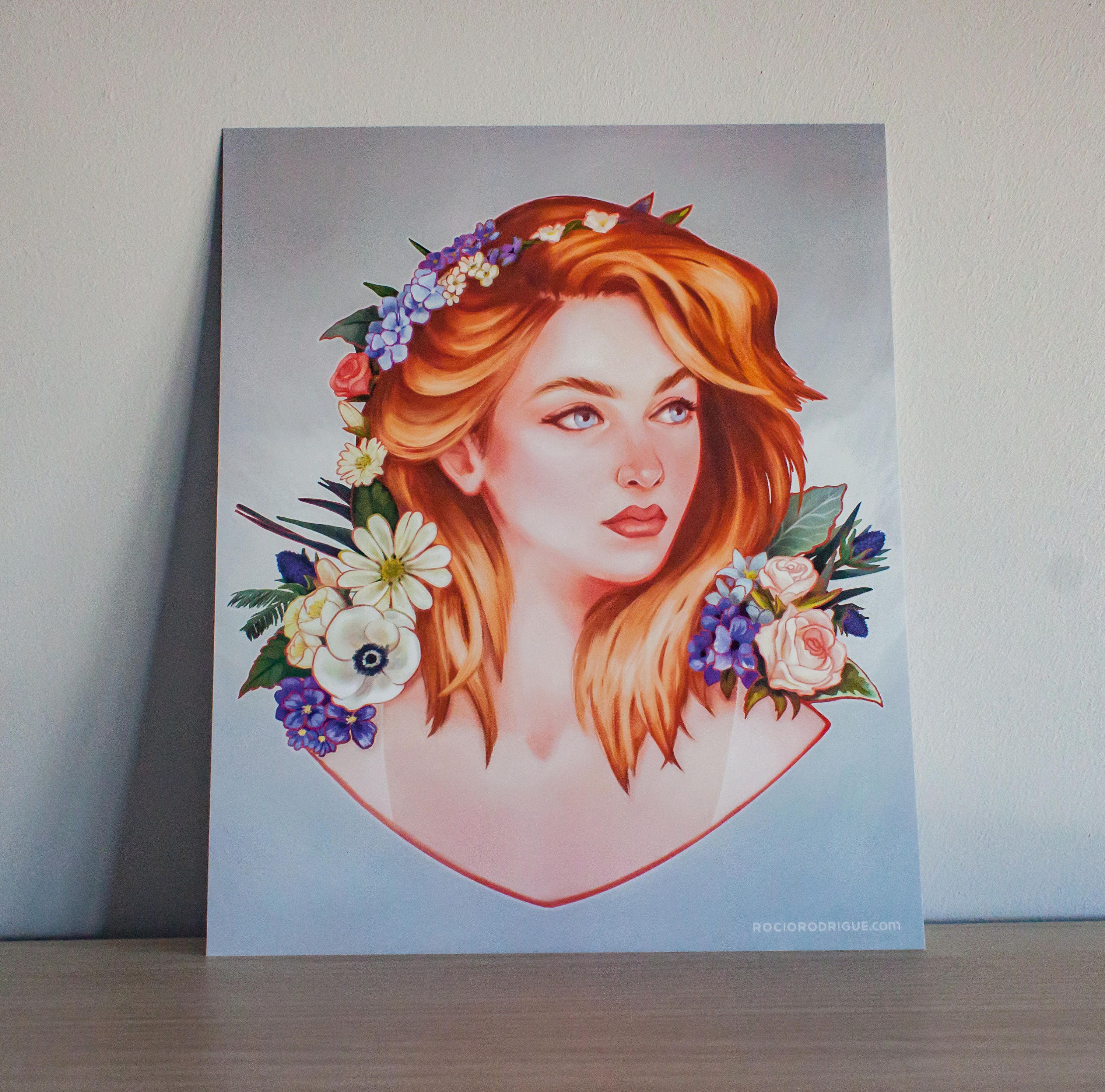 Spring Girl Art Print Spring Girl Portrait Spring Flower - Etsy Sweden