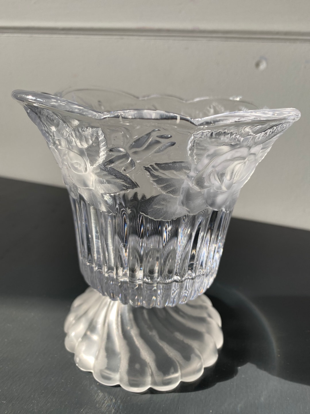 Vintage Elegant Cut Glass Vase - Etsy