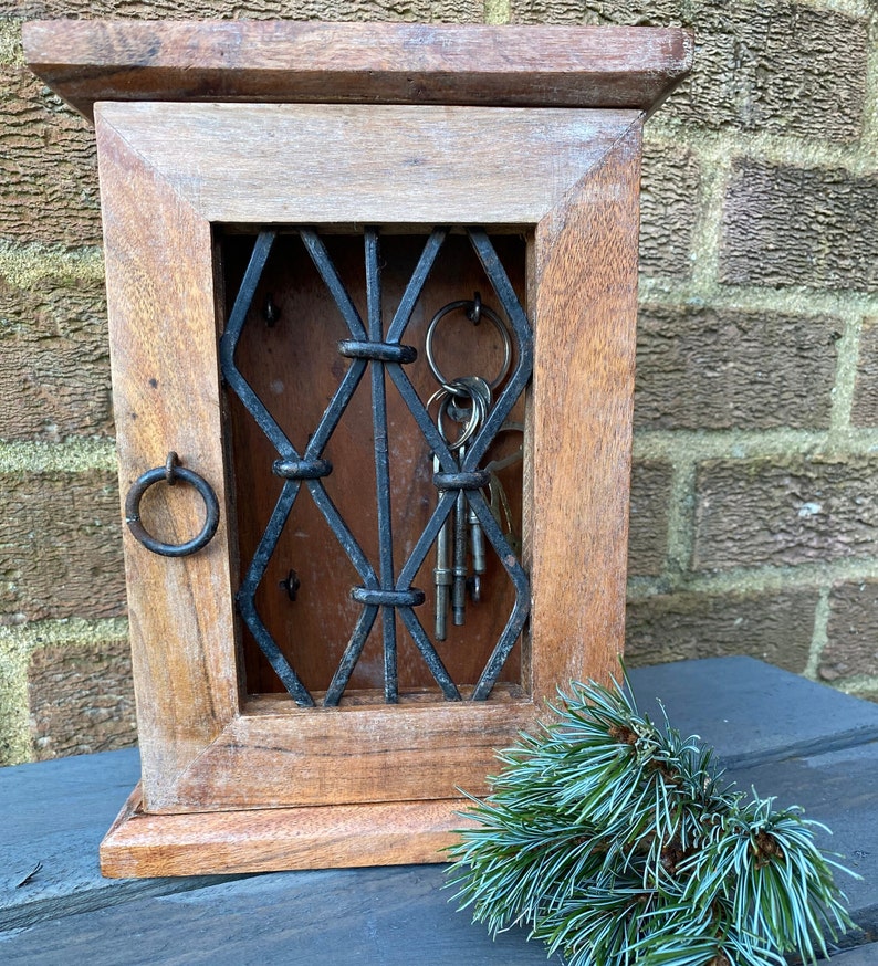 Vintage Wooden Key Box With Cast Iron Door - Etsy