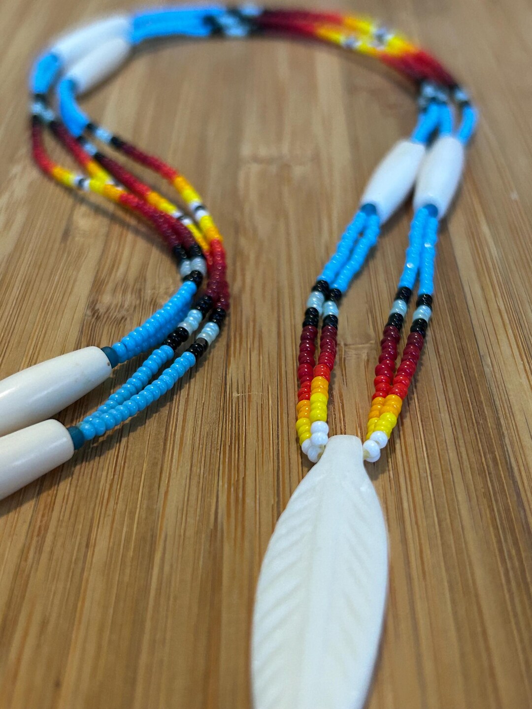 Native American Handmade Feather Pendant Turquoise Blue Fire Colors ...