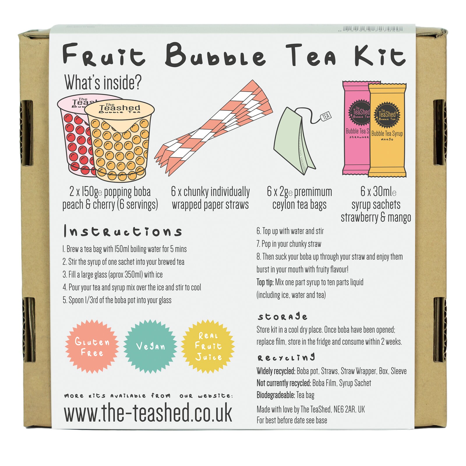 Fruit Bubble Tea Kit Gift Box 6 Serving Mango Strawberry - Etsy