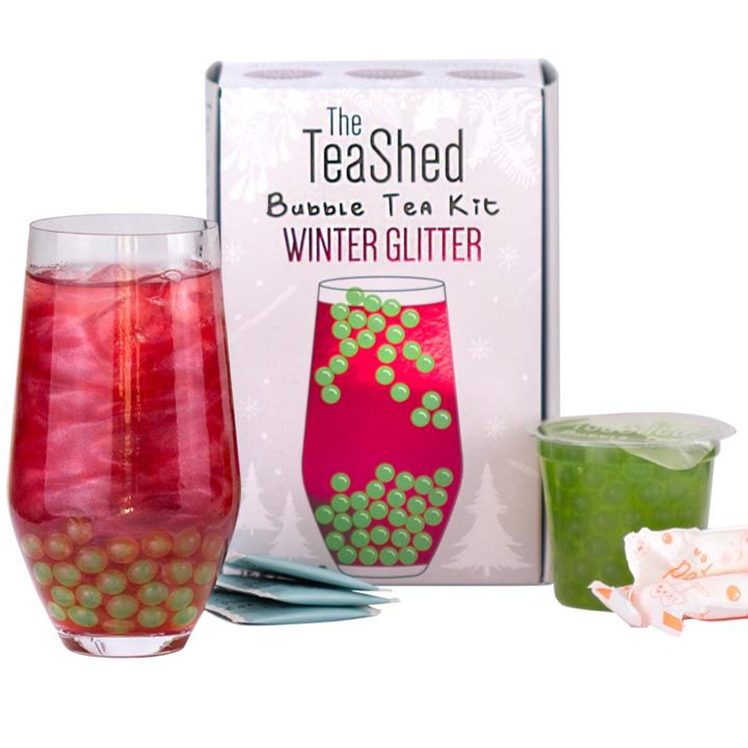 Winter Glitter 3 Serving Bubble Tea Kit Gift Box With Glitter Cranberry ...
