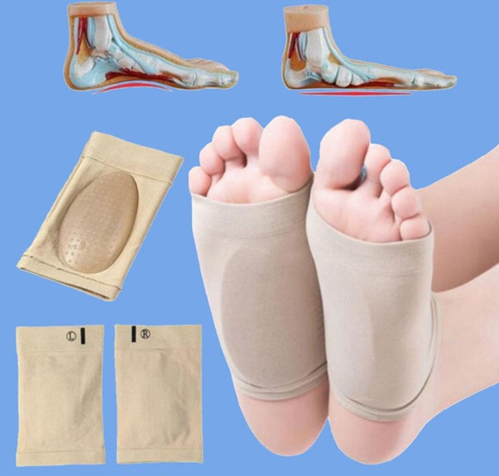 1 Pair Compression Arch Support Sleeves Sock With Gel Pad | Etsy Canada