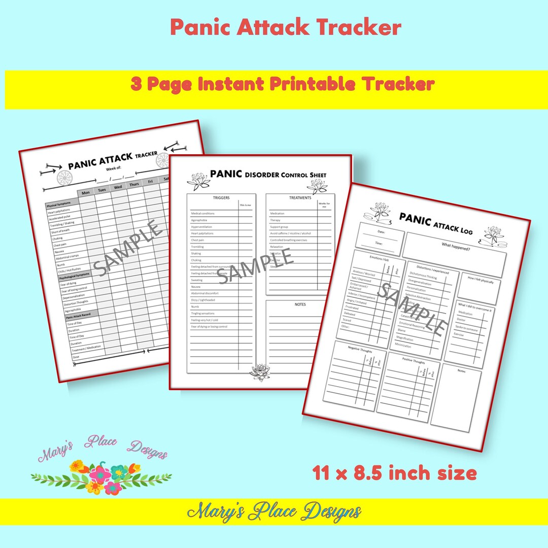 Panic Disorder Control Sheet |panic Attack Tracker and Checklist ...