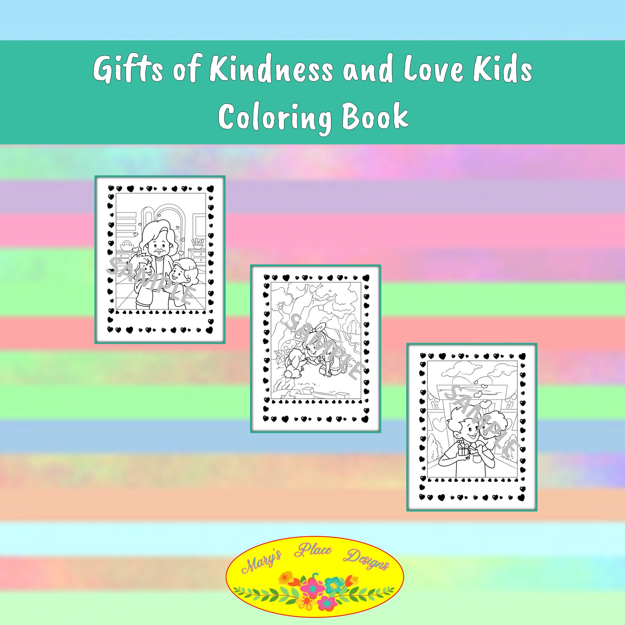 Gifts of Kindness and Love Kids Coloring Book 30 Different Pictures ...