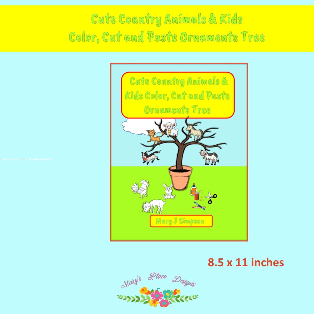 Country Animals Color, Cut and Paste Ornaments Tree| Scissor Skills ...