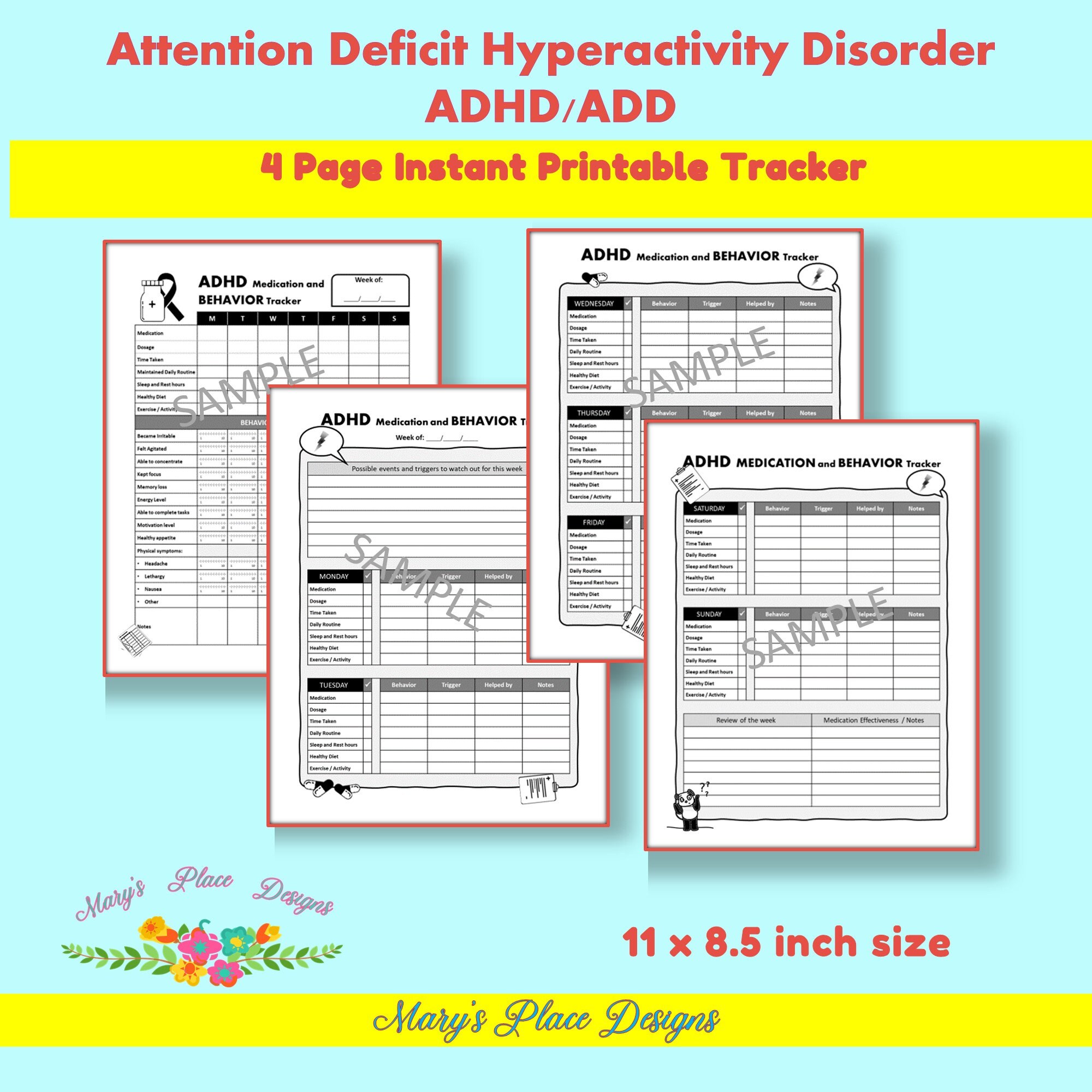Attention Deficit Hyperactivity Disorder ADHD Printable Attention ...