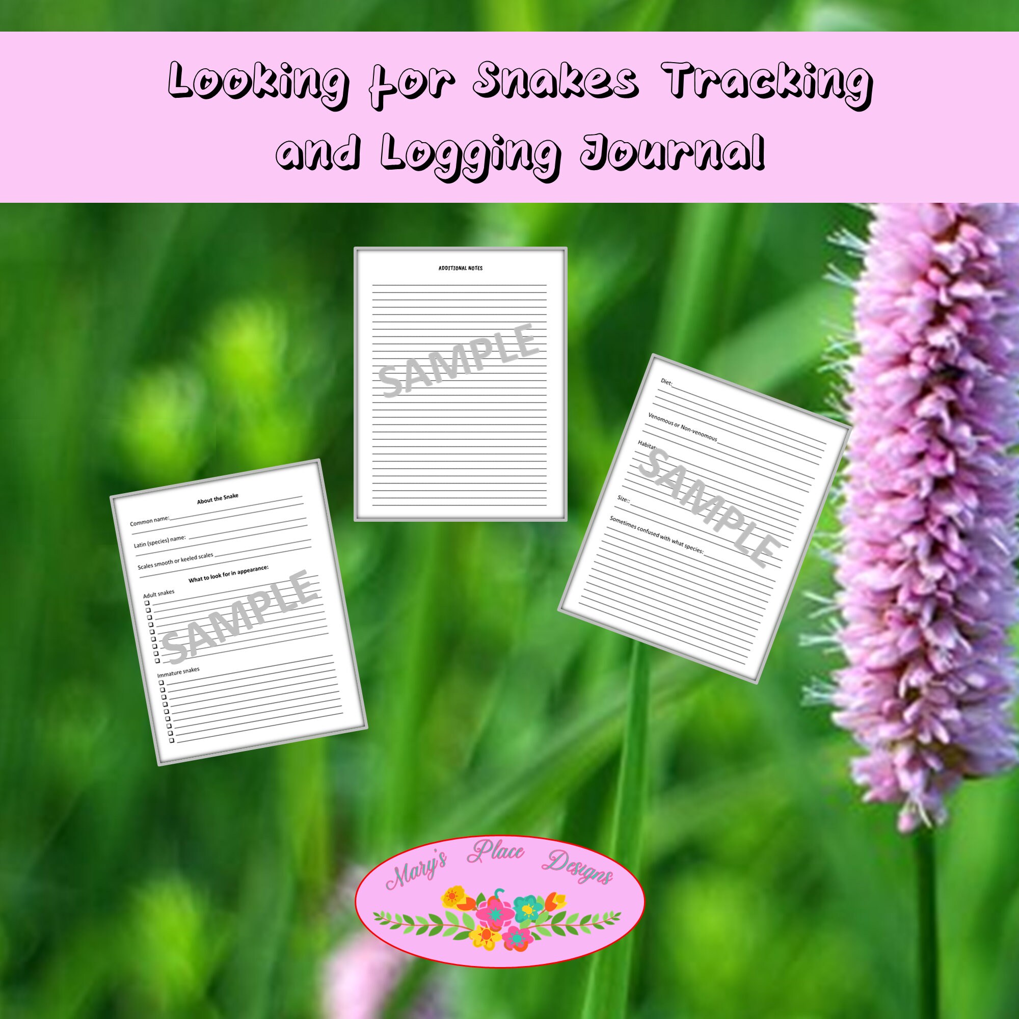 Snake Journal Snake Tracker Log Snake Descriptions - Etsy