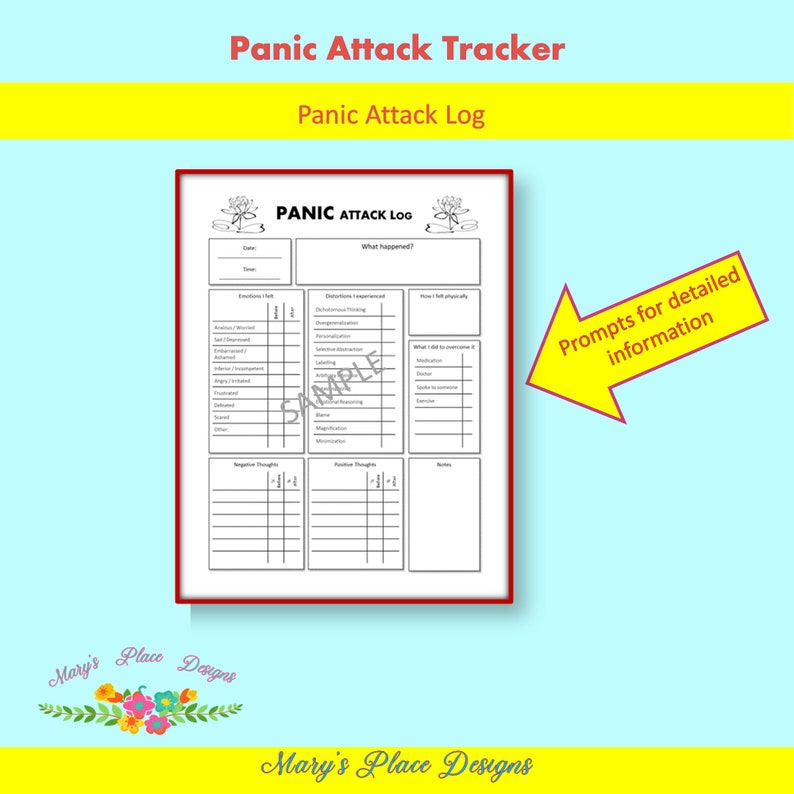 Panic Disorder Control Sheet |panic Attack Tracker and Checklist ...