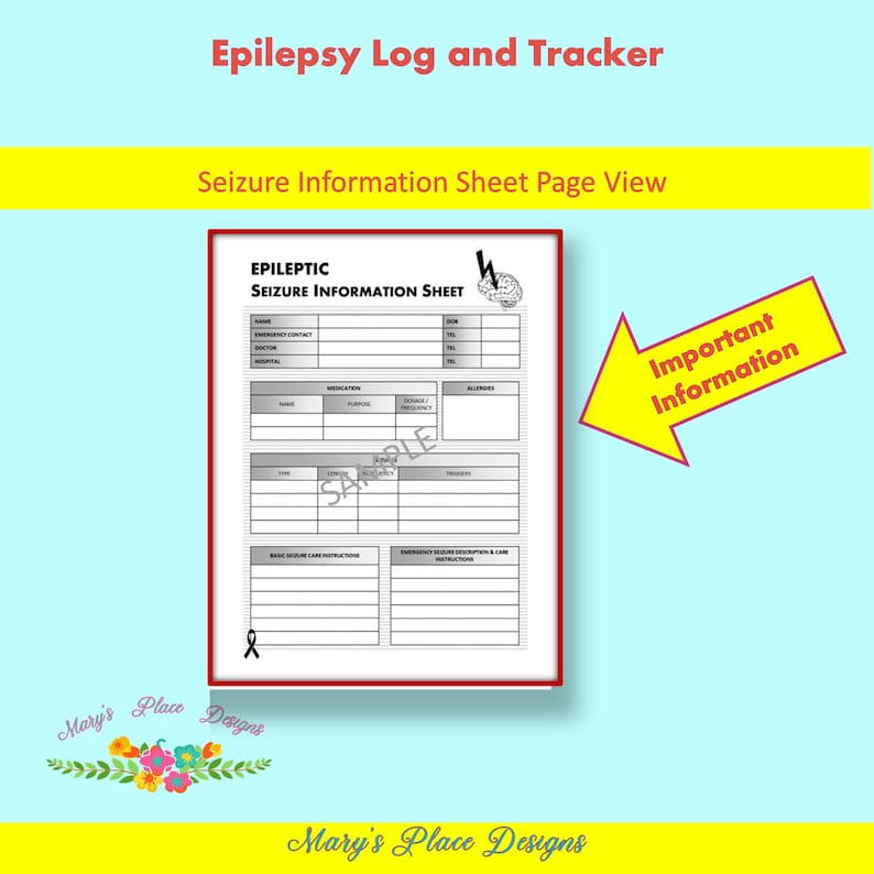 Monthly Epileptic Tracker | Epileptic Seizure Log | Seizure Care ...